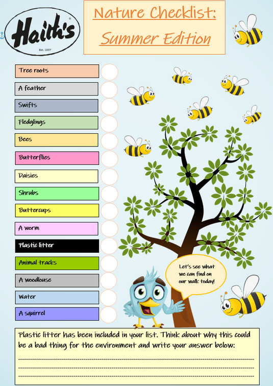 Free Nature Walk Checklists from Haith's | download today